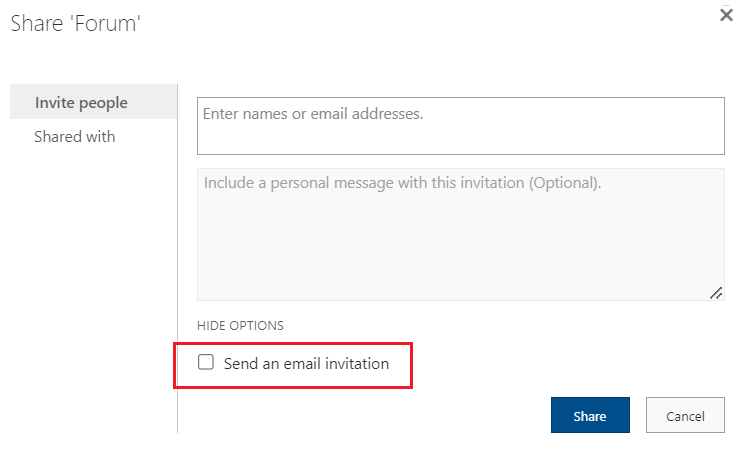 Disable invitation e-mail when adding users to gorup "member of the ...