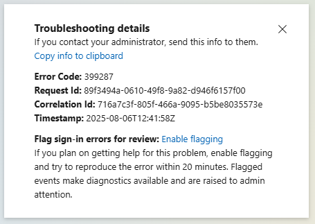 Unable to Verify Identity for Azure Login – Error 399287 - Microsoft Q&A
