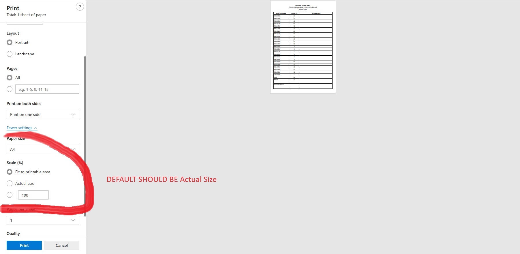 Print Dialog Box Settings not working properly after April 2024 update ...
