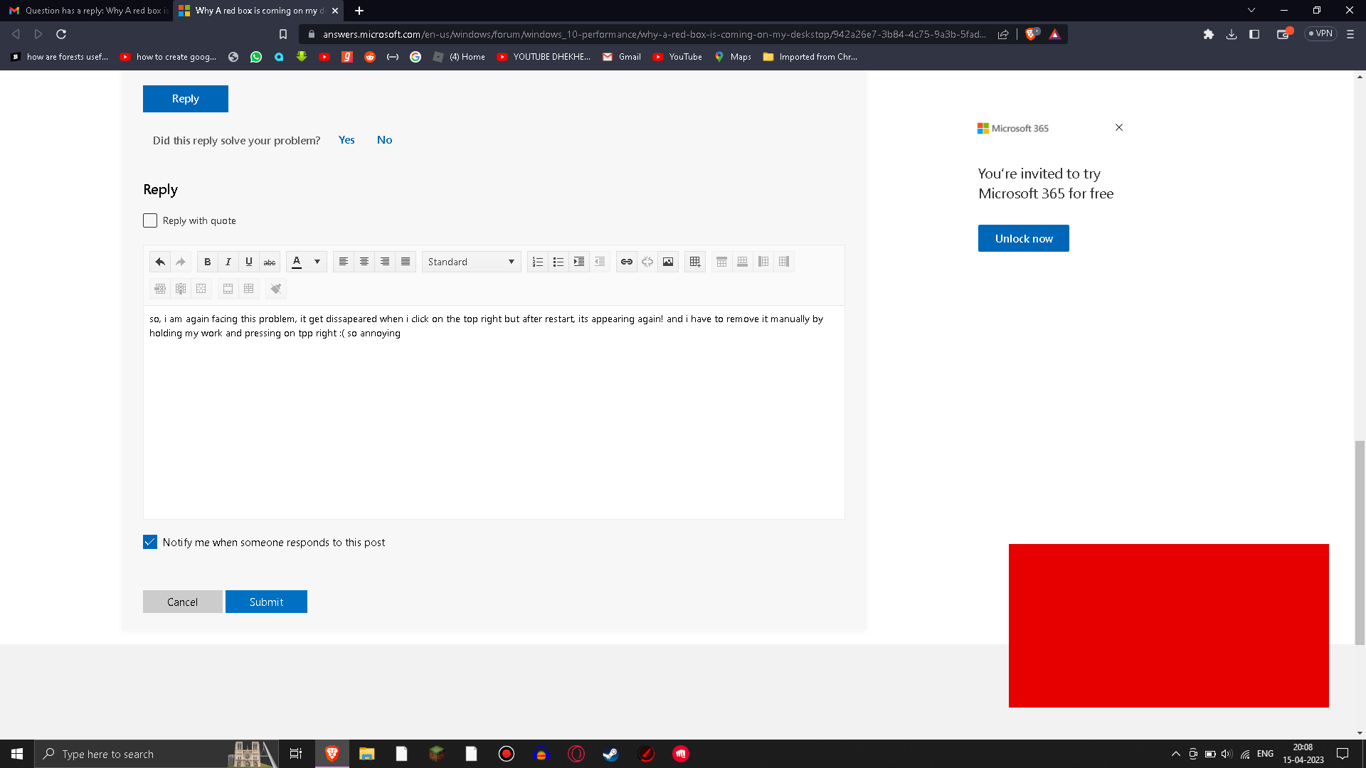 Why A red box is coming on my deskstop? - Microsoft Q&A