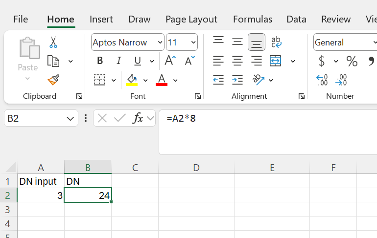 in excel, i want to put a number in a cell, but i want a formula in ...