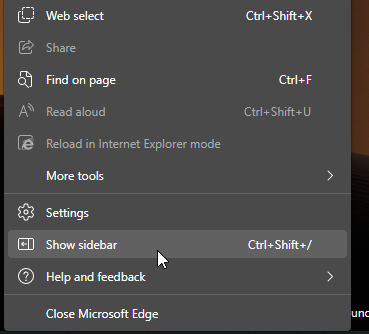 don't get yet right side bar in edge - Microsoft Q&A