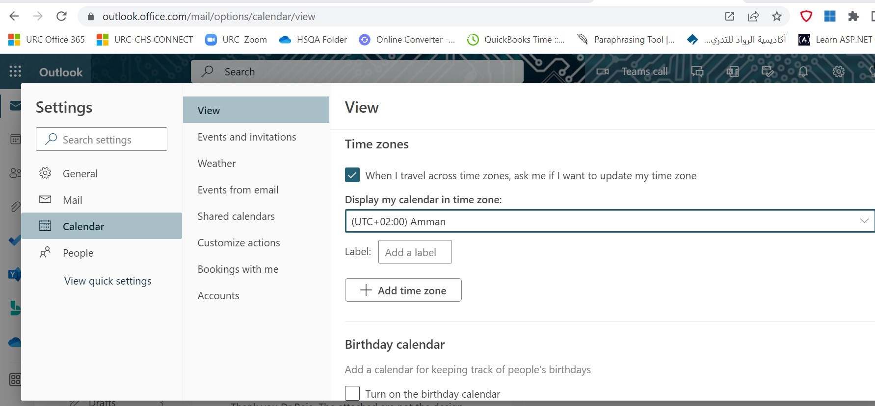 Amman Time zone on Windows is different than Office 365 - Microsoft Q&A