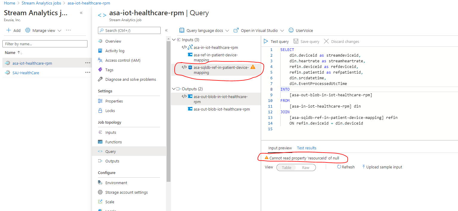 Azure Stream Analytics Job Reference Input Sql Db Error Microsoft Qanda 6625