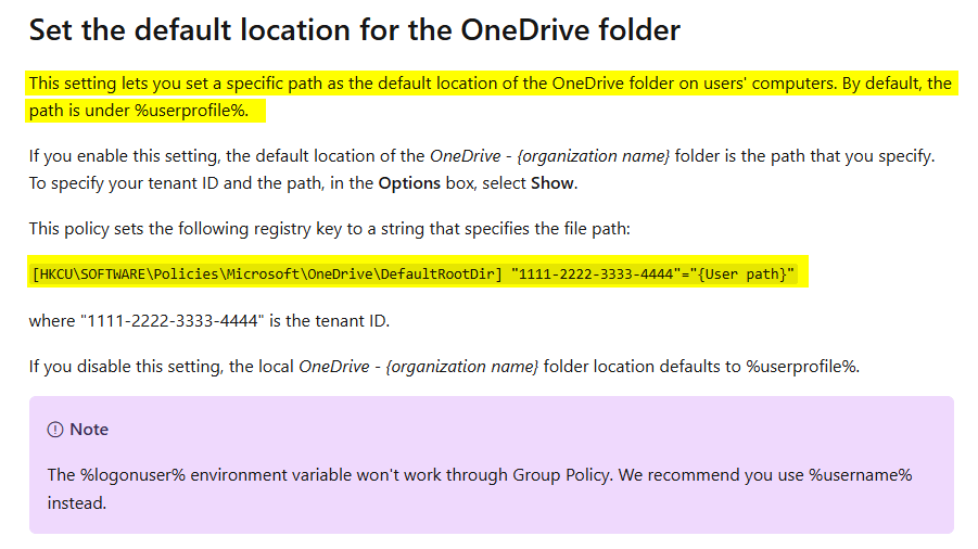 OneDrive - set default location for all users - Microsoft Q&A