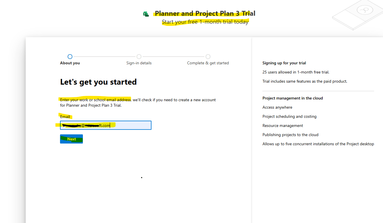 I want to download the trial version of MS Project Professional ...