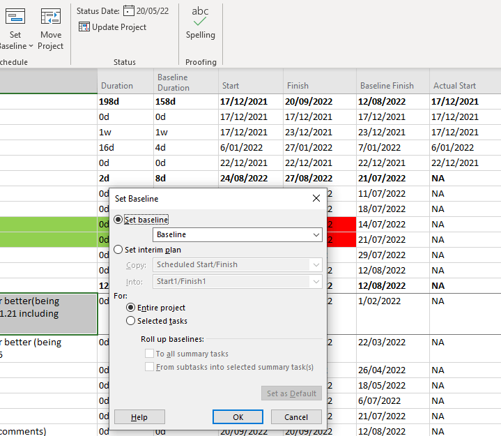 Baseline ribbon does not show original baseline - Microsoft Q&A
