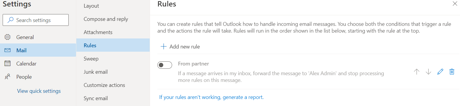 I Am Trying To Add Message Forwarding Rule For A User But It Is Not Working Microsoft Qanda 0566