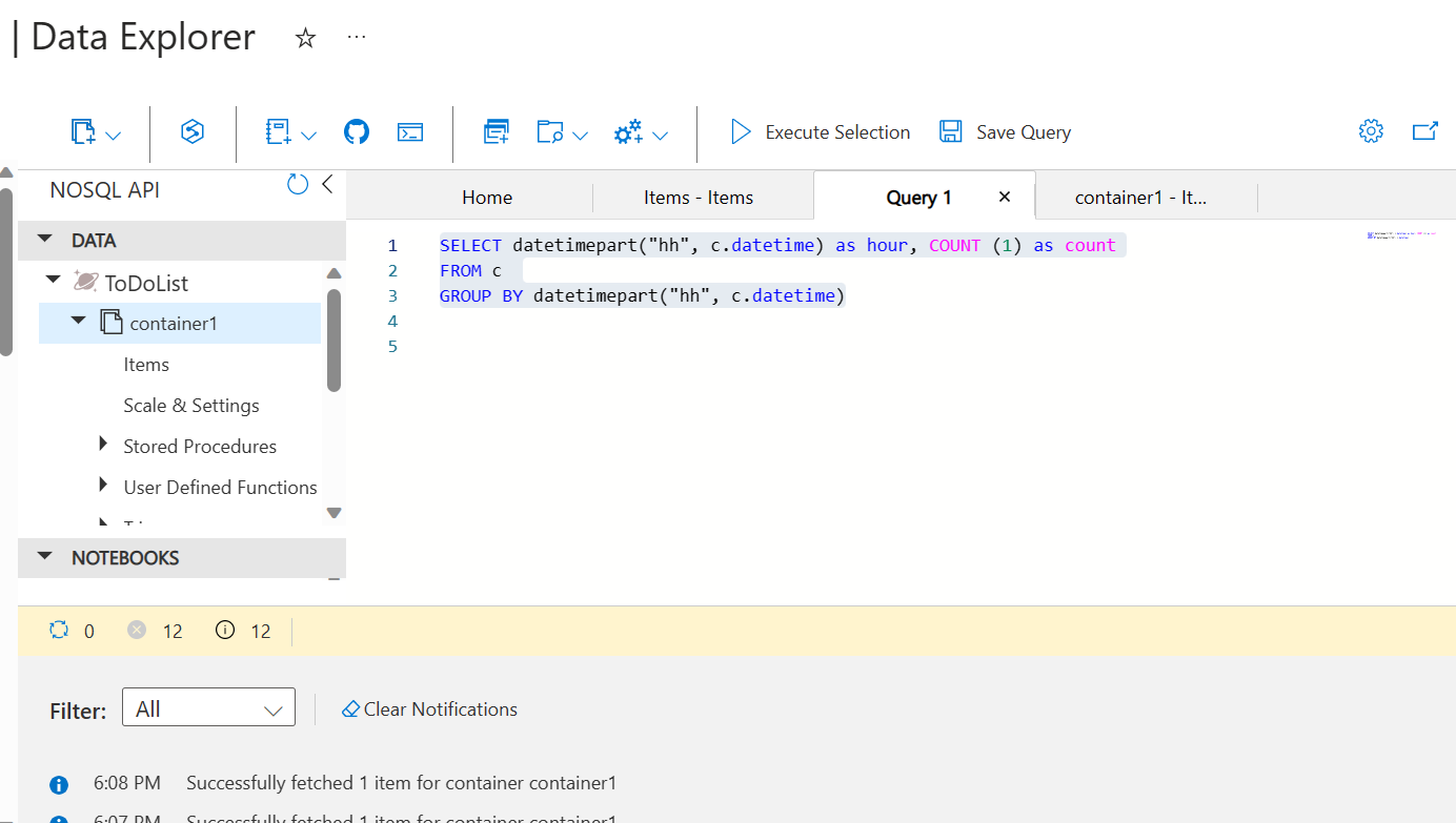 How to group data based on hour in cosmos db - Microsoft Q&A