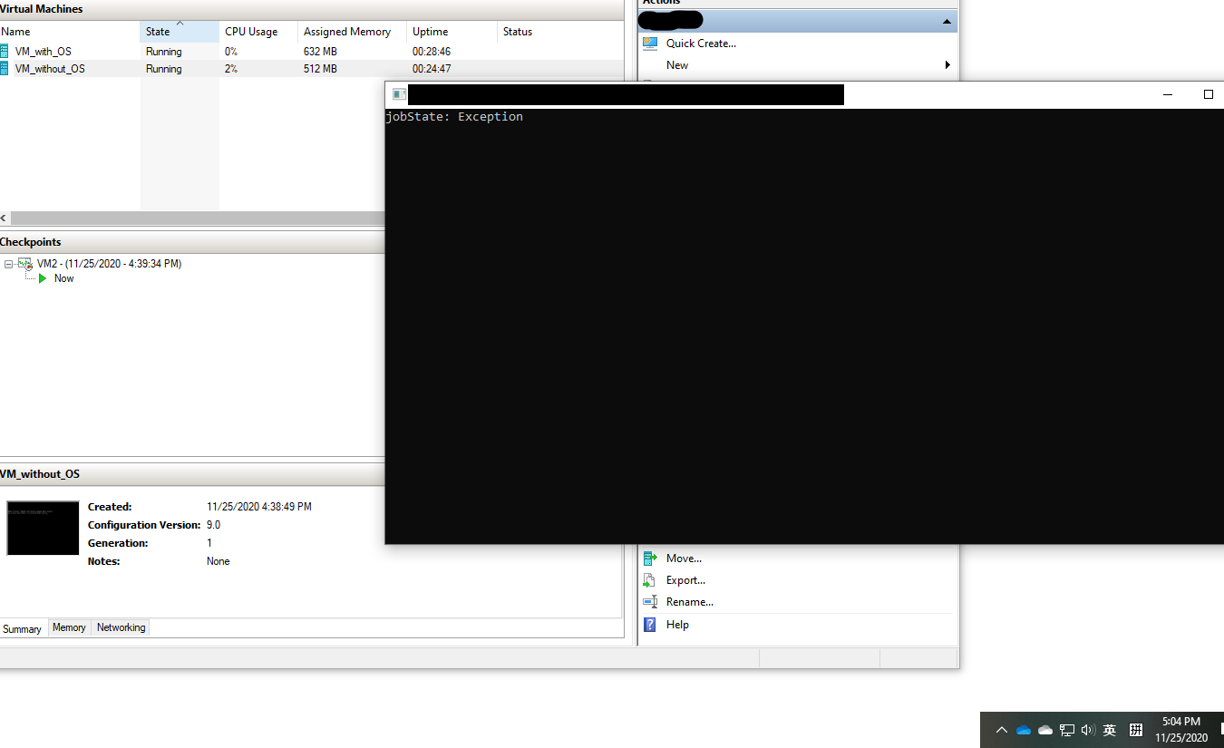 Cannot create Recovery Snapshot when VM is running. - Microsoft Q&A