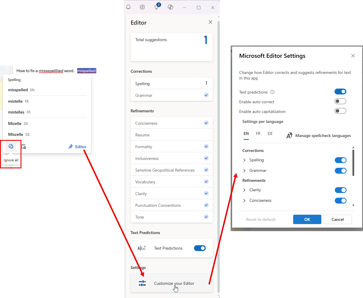 Cannot figure out how to turn off misspelled text suggestions as I type ...