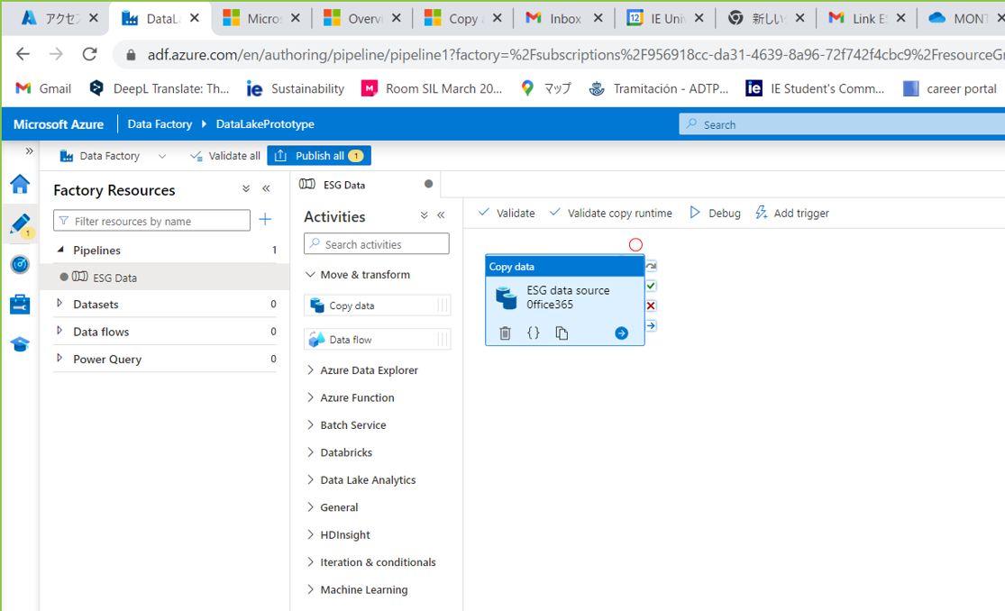 How to bult a pipline between Intranet(Office365) and Data factory? - Microsoft Q&A