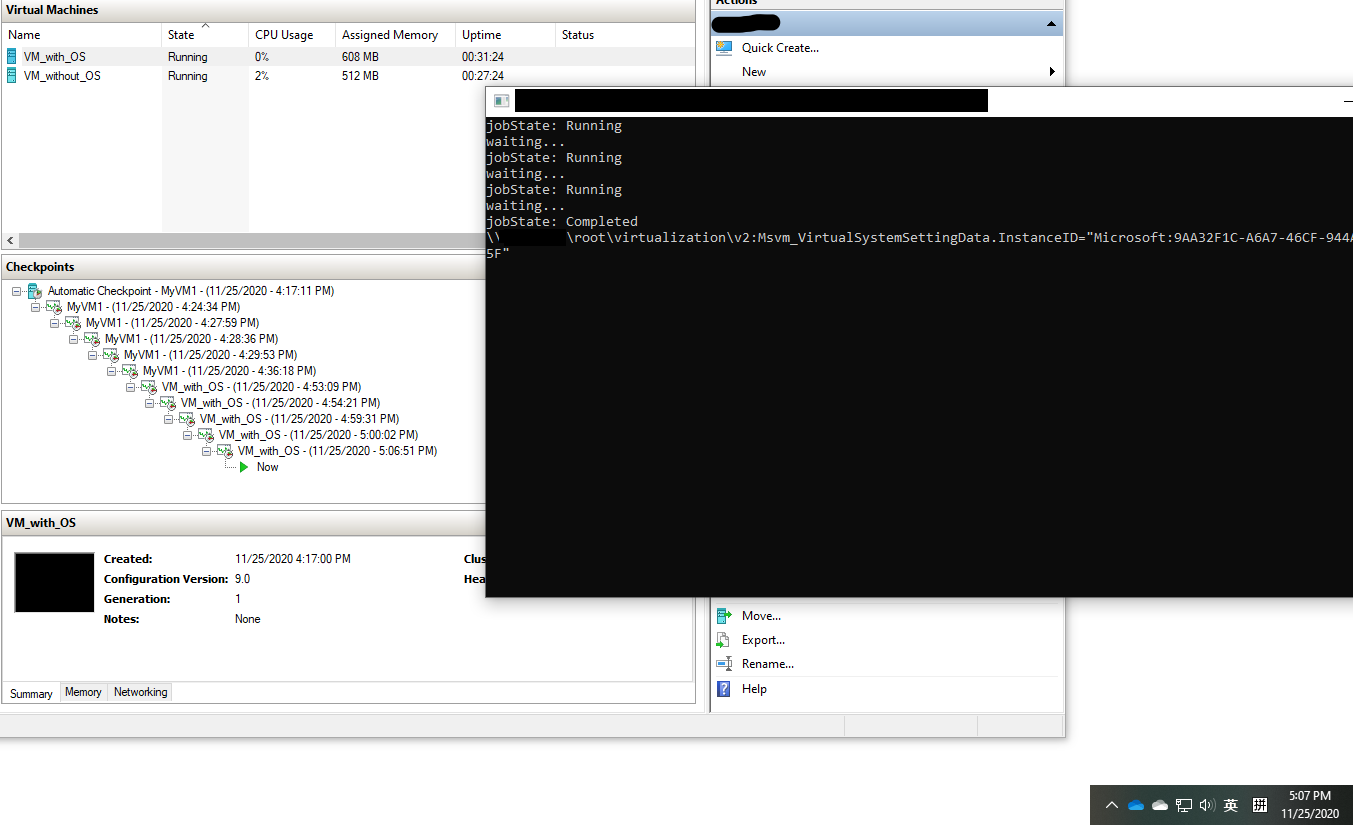 Cannot create Recovery Snapshot when VM is running. - Microsoft Q&A