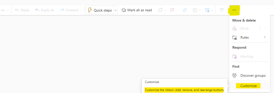 New Outlook: Customize the ribbon - Microsoft Q&A