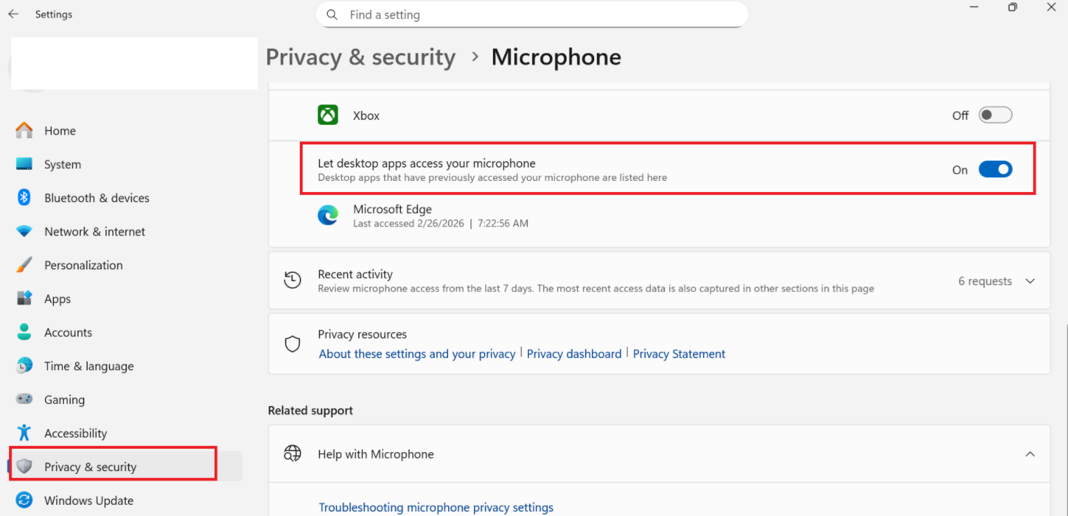 Turn the team mic on - Microsoft Q&A