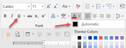 Underline option and color change - Microsoft Q&A