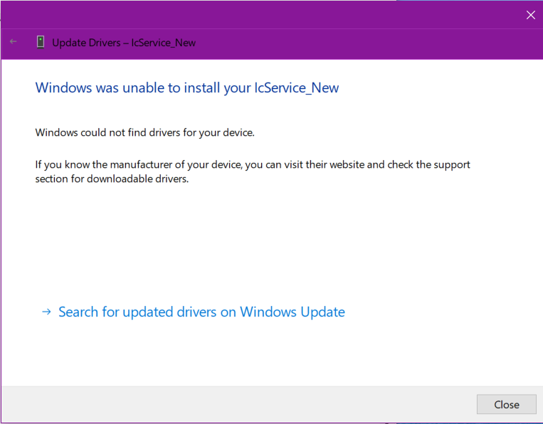 Windows was unable to install IcService_new / SMS/MMS drivers ...
