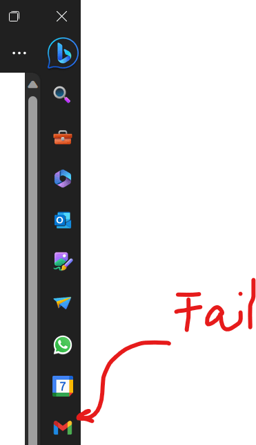 How can I configure the Edge sidebar so that when I access Gmail from ...