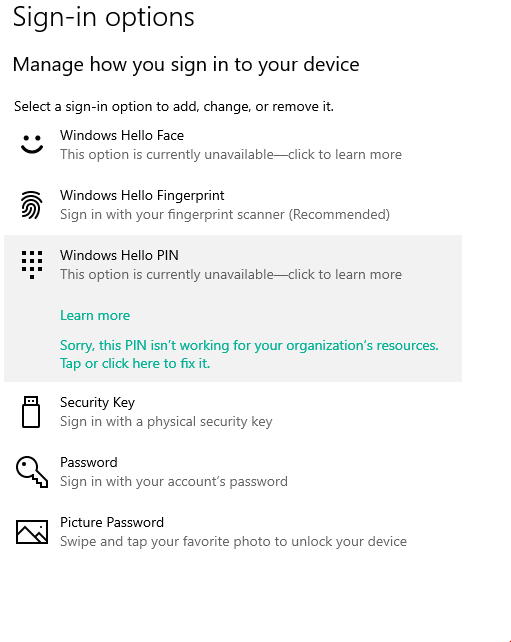 Unable to Change PIN Number in Windows 10 - Microsoft Q&A