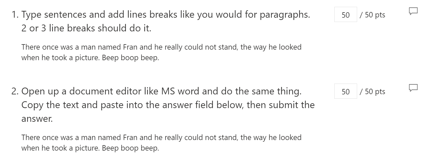 Line Break Issue in MS Forms Quiz - Microsoft Q&A