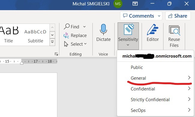 Show sensitivity bar in office apps - Microsoft Q&A
