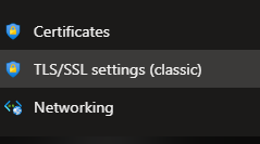How do I manage TLS/SSL bindings without the appropriate tab/option in the portal settings ...