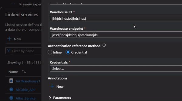 Cannot reference to an invalid or deleted Credential object for Fabric Linked Service ...