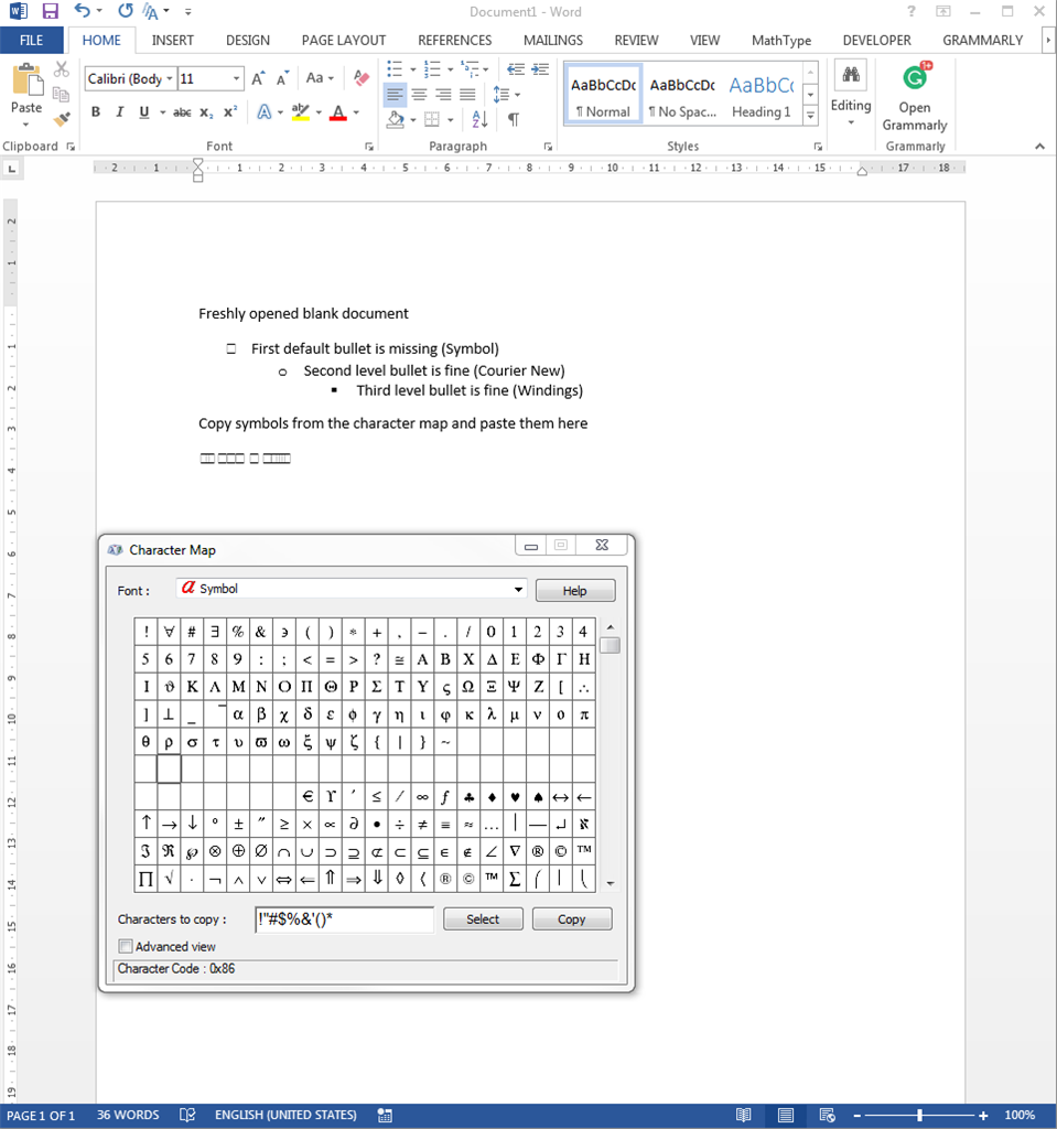 TrueType Symbol Font displaying as empty rectangles - Microsoft Q&A