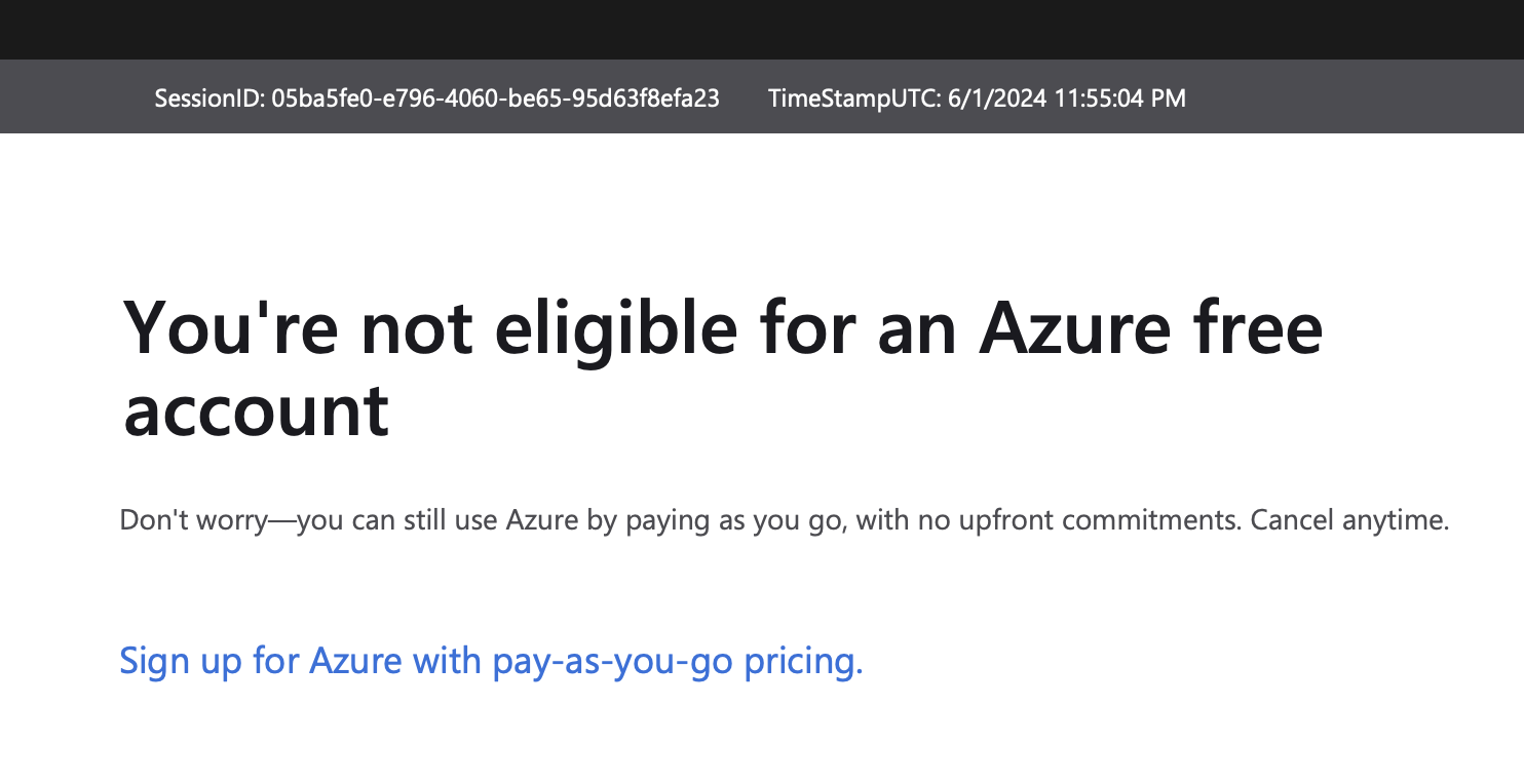 Cannot sign up for a free trial of microsoft azure - Microsoft Q&A