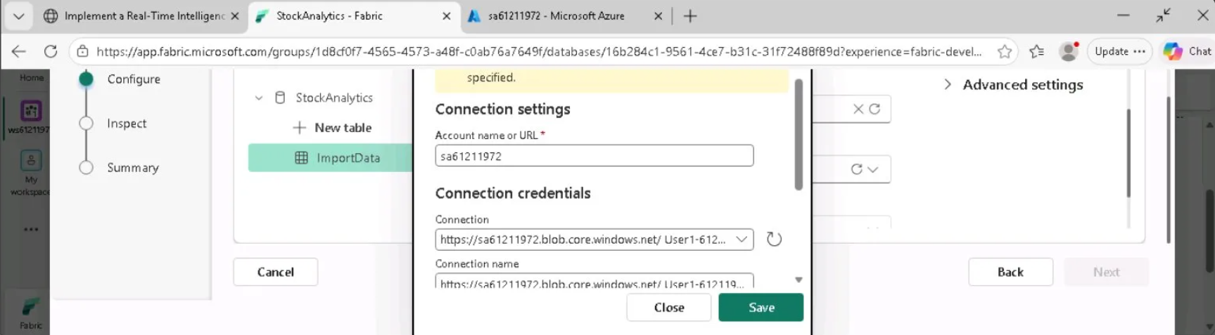 Unable to connect to the Data source in storage account using get data ...