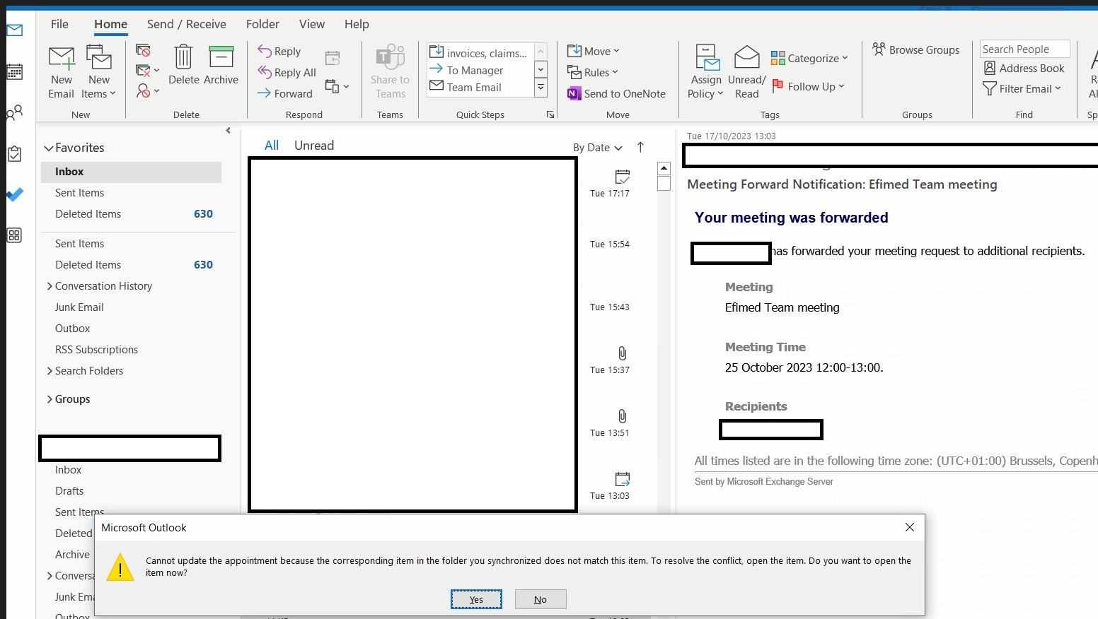 error sync with meeting invitations or calendar entries - Microsoft Q&A