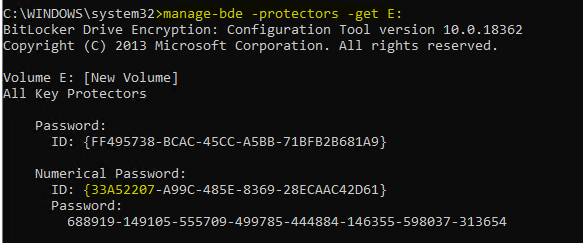 How to identify a specific drive based on Bitlocker Recovery Key stored ...