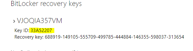 How to identify a specific drive based on Bitlocker Recovery Key stored ...