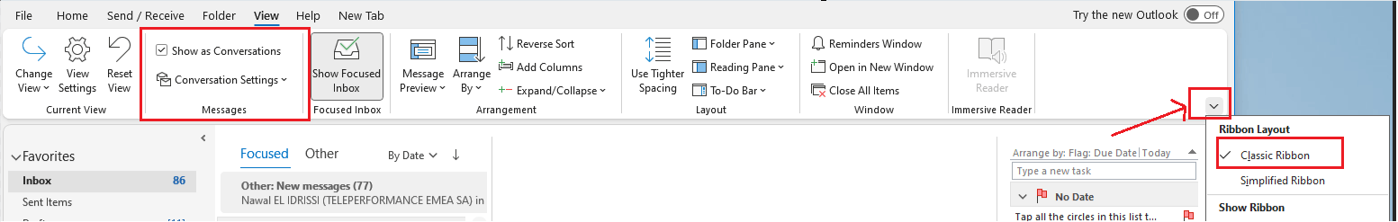 'Show as conversations' missing - Microsoft Q&A