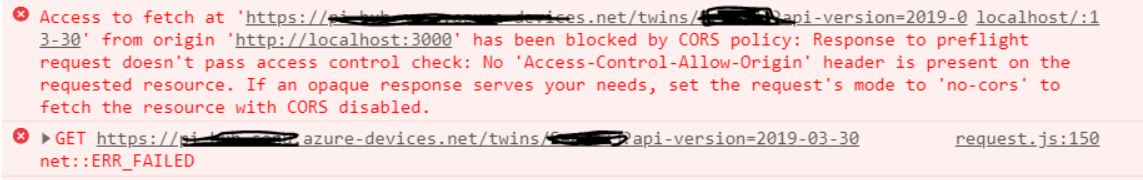 Error Message Blocked By Cors Policy When Accessing Iot Hub From React Application Microsoft Qanda