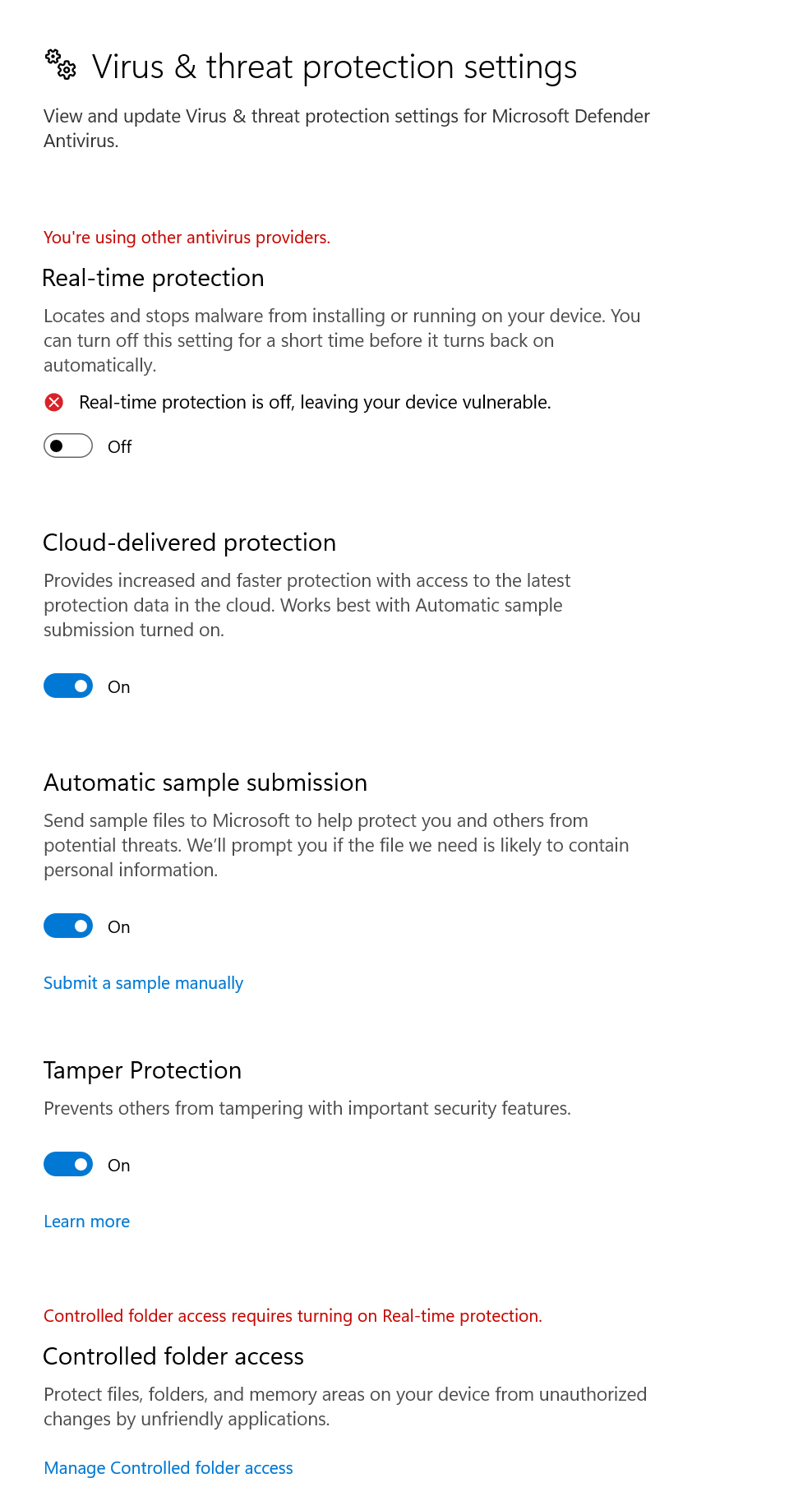 Windows 11 Pro, can't turn on real-time protection - Microsoft Q&A