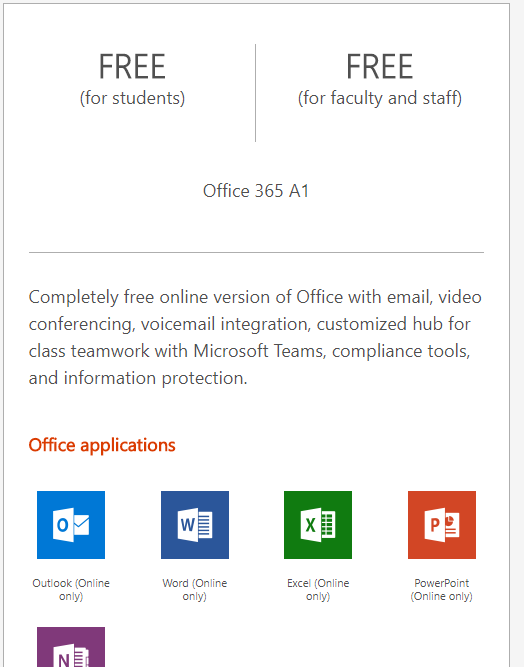 Office 365 A1 services. - Microsoft Q&A