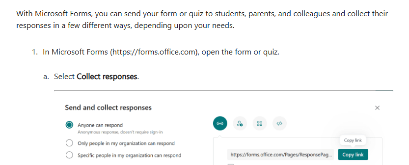 How can i create a link from microsoft forms for people to use ...