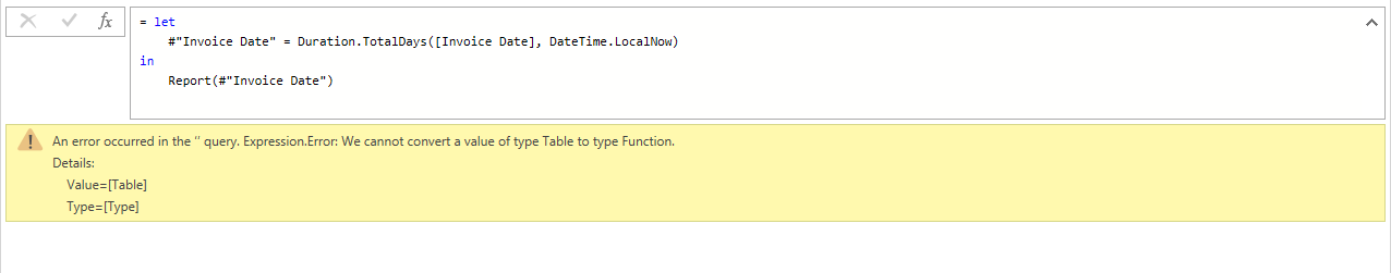 How Do I Use A Function On A Table Column In Query When I Want The Inputted Report To Translate