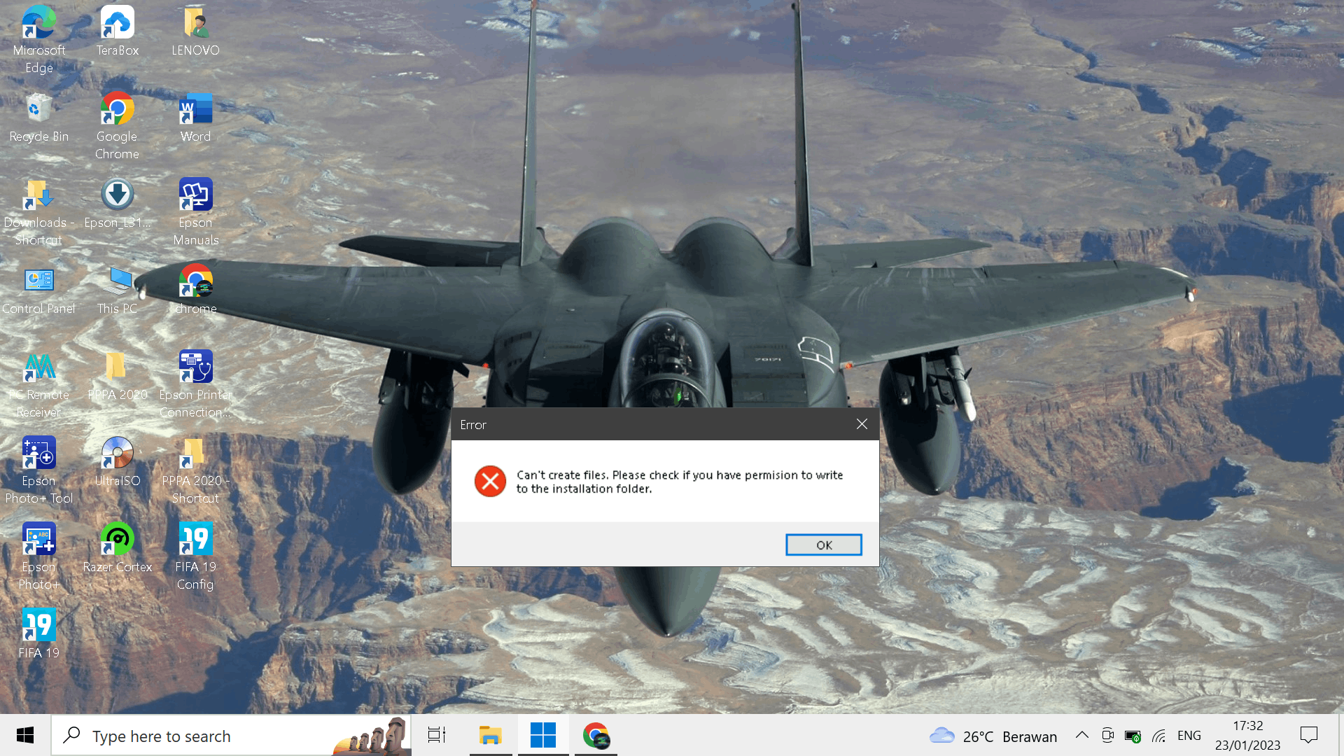 Cant Create Files Please Check If You Have Permision To Write To The Installation Folder Error