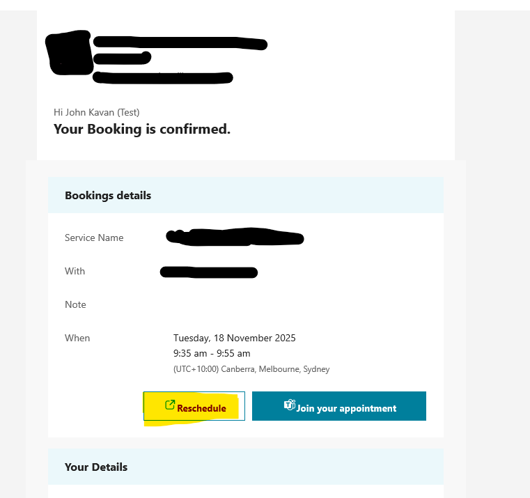 Rescheduled Notifications - MS Bookings - Microsoft Q&A