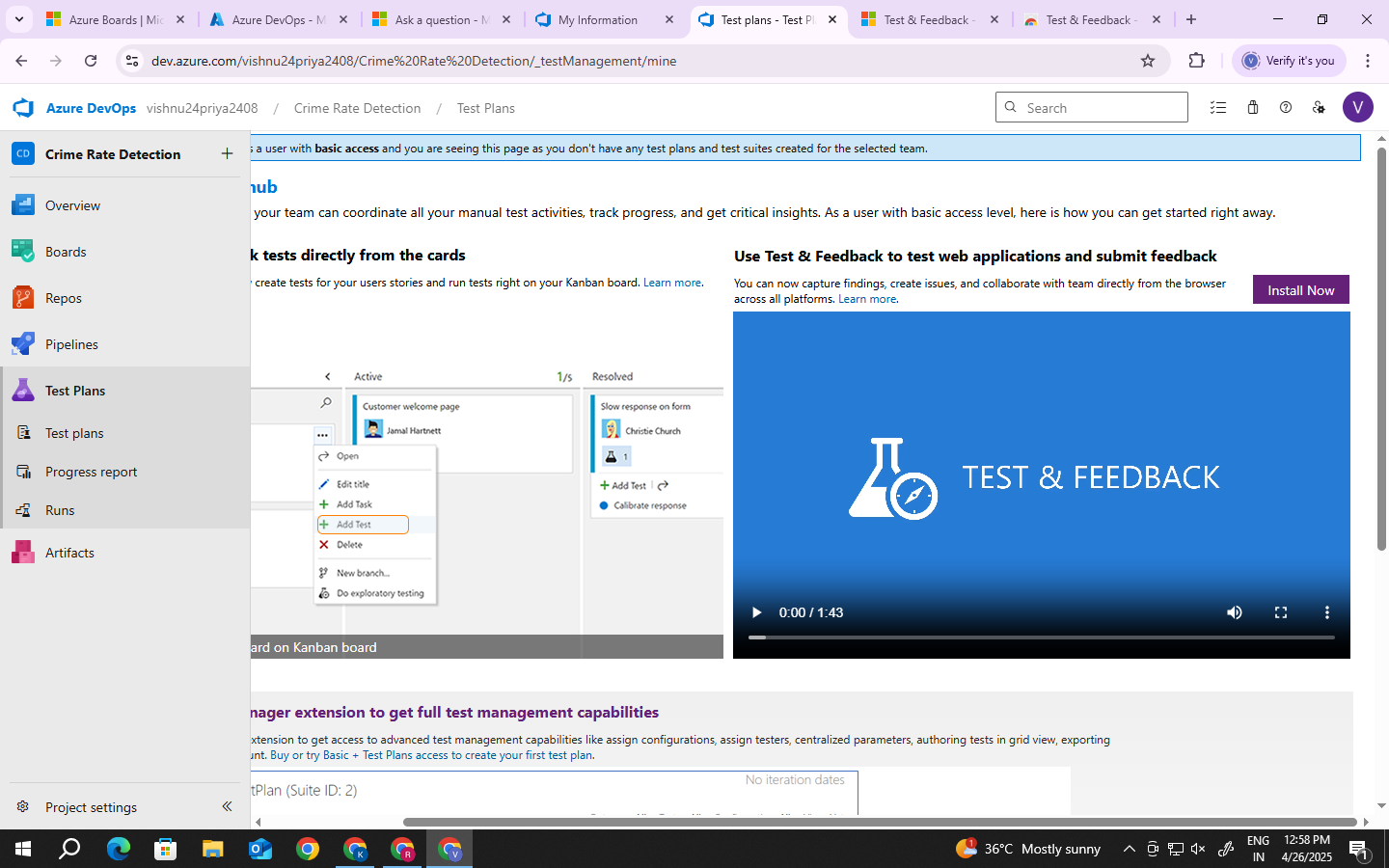 I am using student's login, i want access for test plans. Kindly ...