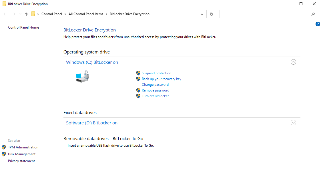 Cannot set auto unlock for C drive - Microsoft Q&A