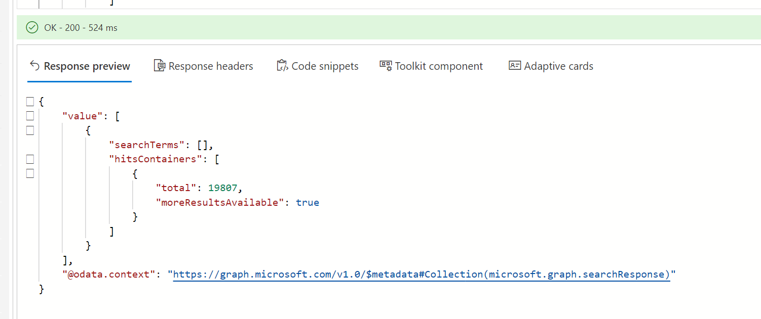 Microsoft Search Graph API returning missing results when using the 'from' property - Microsoft Q&A