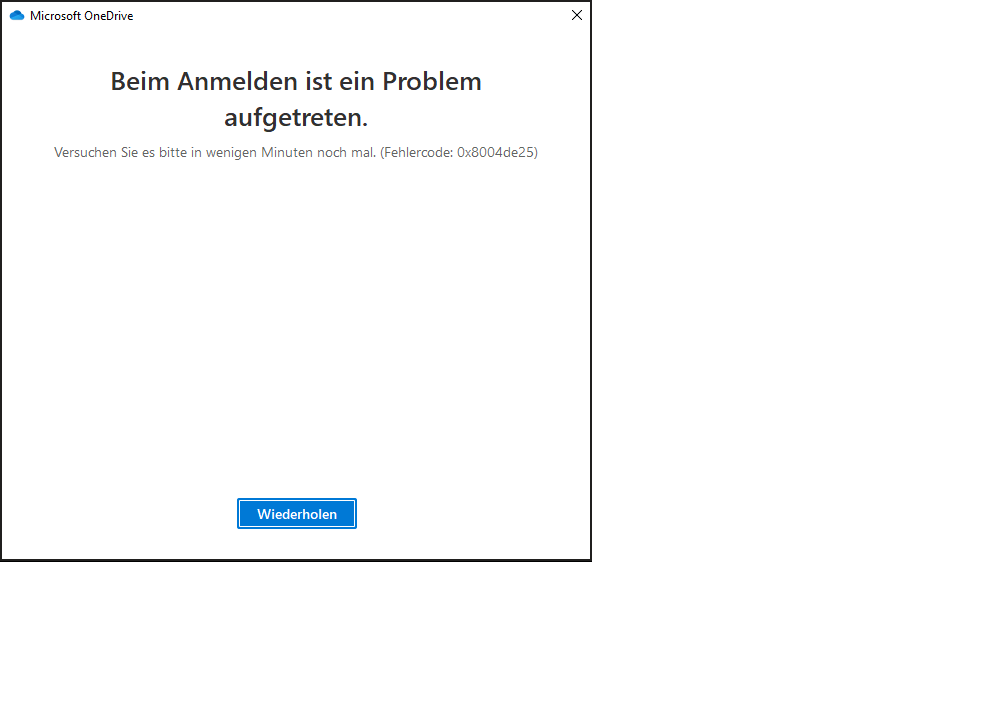 OneDrive Multiple Icons in Tray - Errorcode: 0x8004de25 - Microsoft Q&A