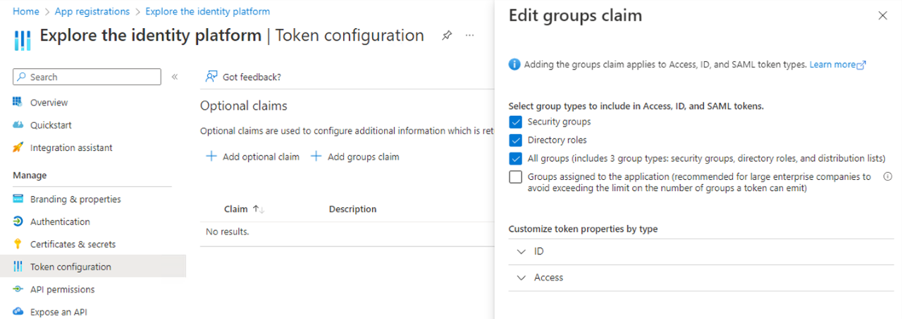 [OIDC] Configure App registration to return roles and groups on AccessToken level - Microsoft Q&A