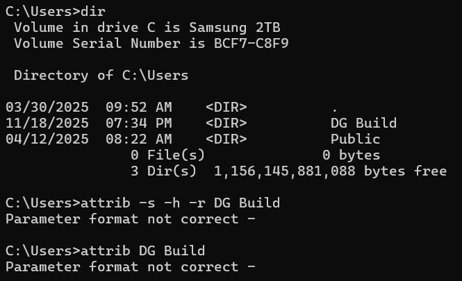 c:\users - user name is missing and folders appear under pictures ...