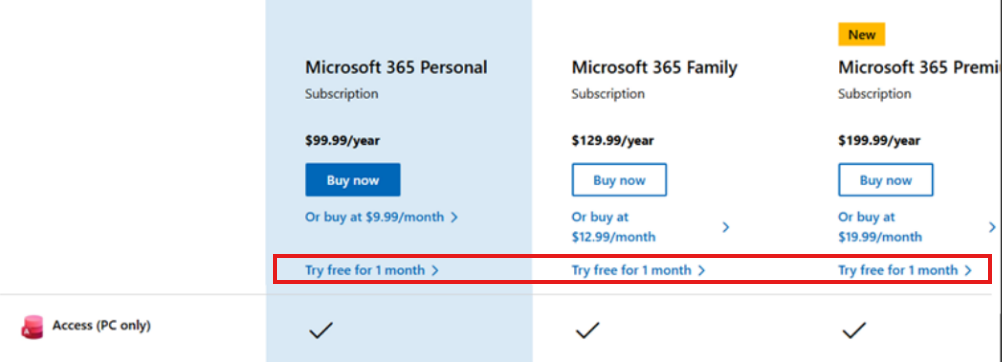 I am looking for microsoft access free trial - Microsoft Q&A