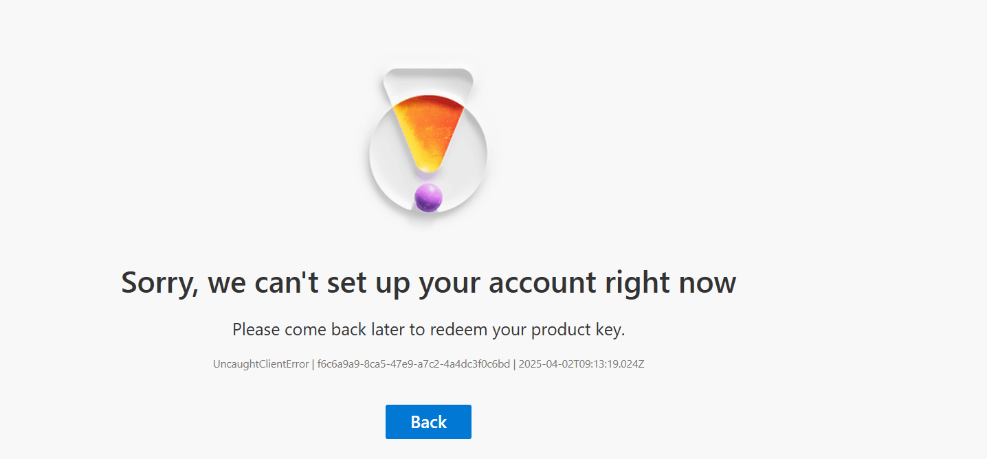 I keep getting error messages when trying to redeem product key - Microsoft Q&A