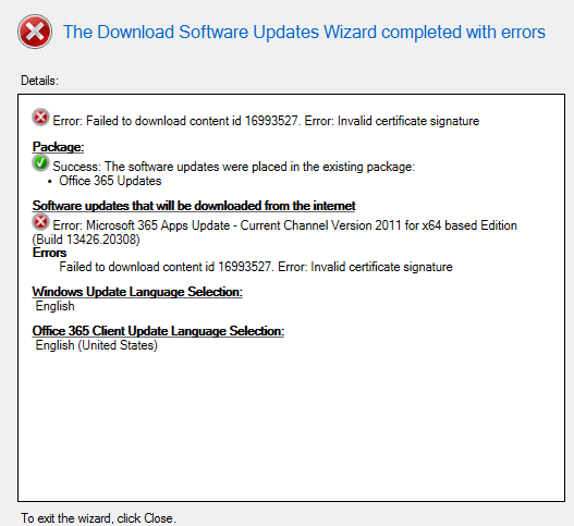SCCM O365 update downloading problem - Microsoft Q&A